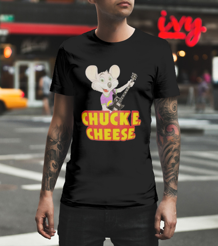Chuck E Cheese Logo Rat With Guitar T-Shirt