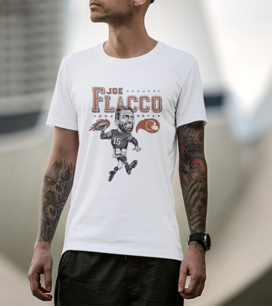 Cleveland Browns Joe Flacco 15 Football Caricature T-Shirt