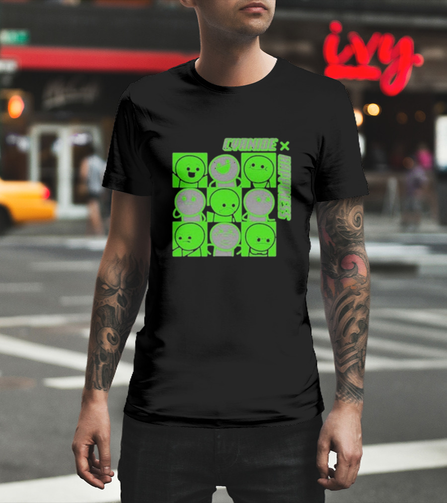 Cyanide X Happiness Neon Green Faces T-Shirt