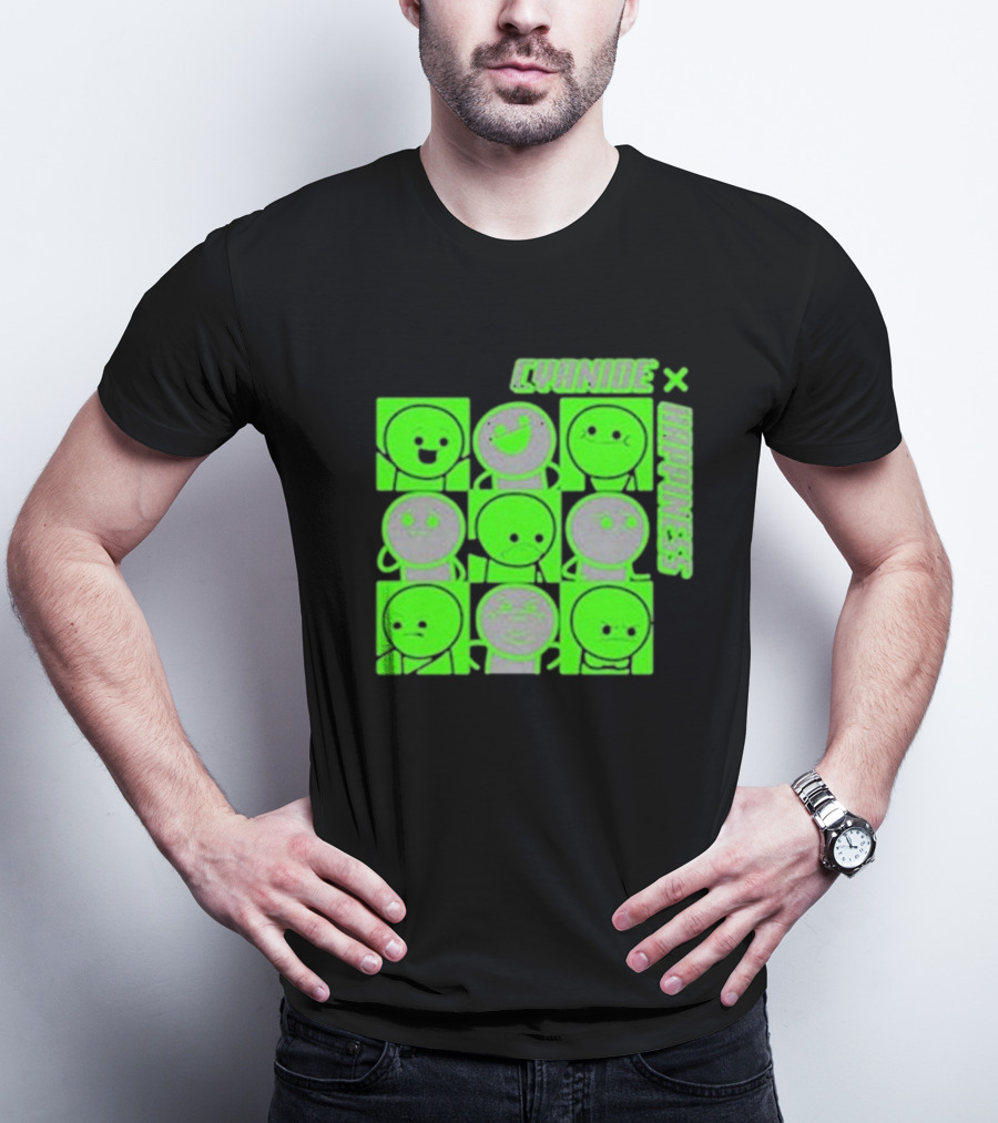 Cyanide X Happiness Neon Green Faces T-Shirt
