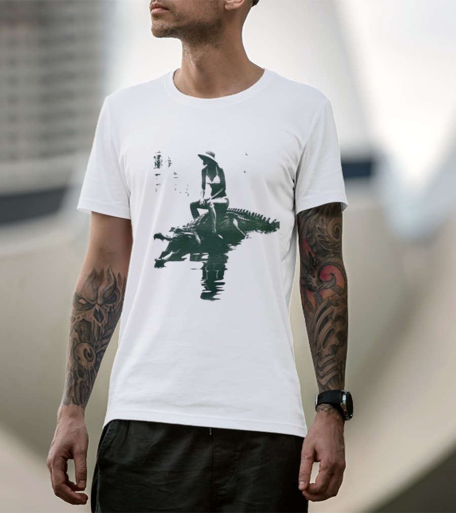 El Cocodrilo Girl In Swimwear Riding Crocodile Iconic Adventure T-Shirt