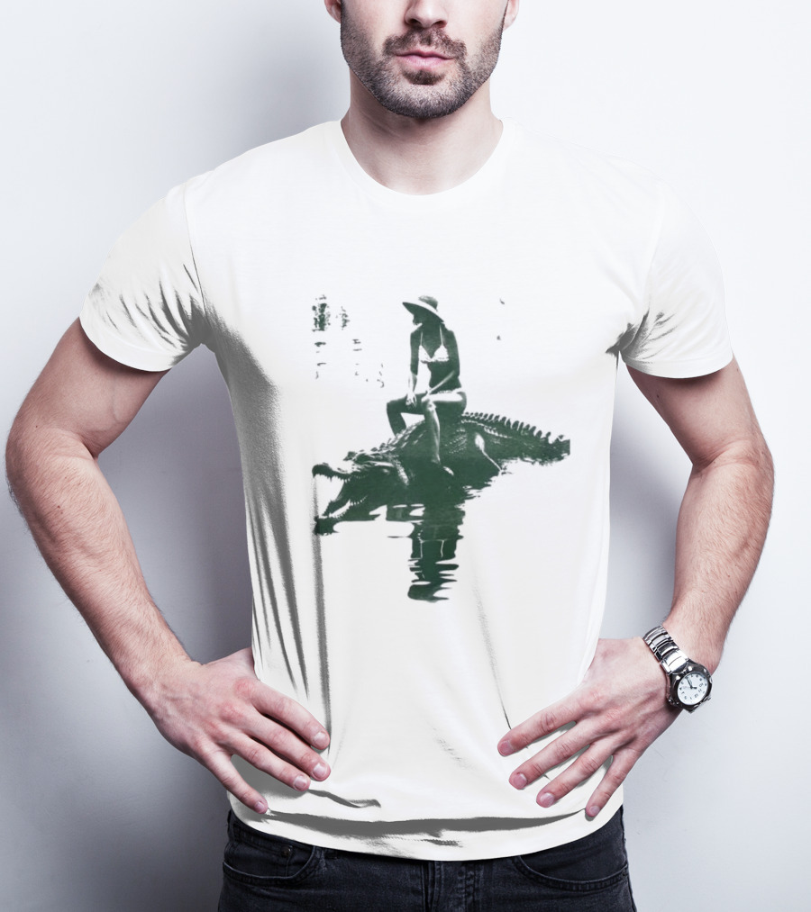 El Cocodrilo Girl In Swimwear Riding Crocodile Iconic Adventure T-Shirt