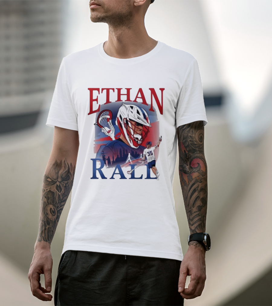 Ethan Rall Lacrosse Helmet Player Illustration 35 T-Shirt