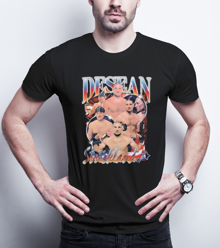Desean Strickland Patriotic MMA Fighter Collage T-Shirt