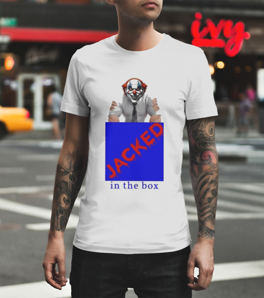 JACKED In The Box Clown Concept With Red-Blue Contrast T-Shirt