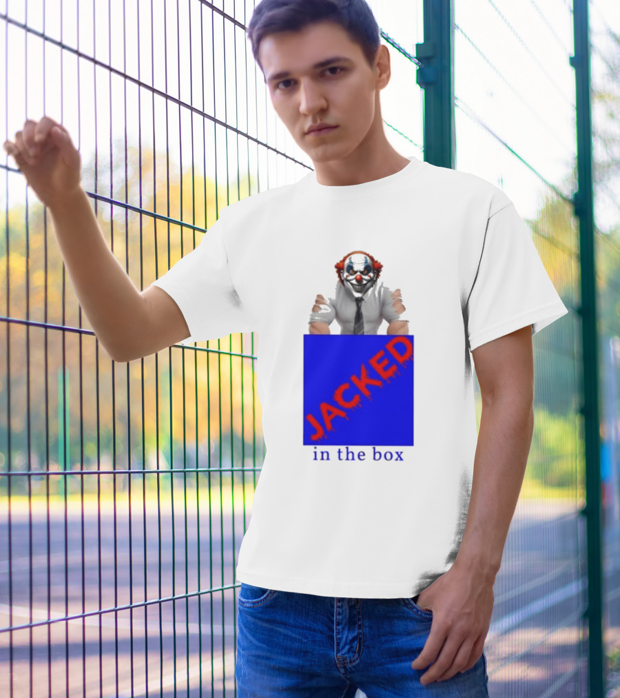 JACKED In The Box Clown Concept With Red-Blue Contrast T-Shirt