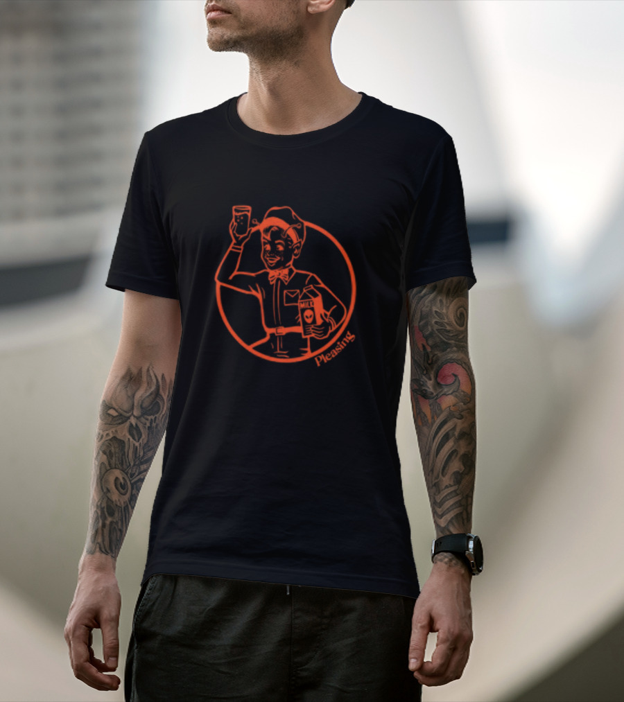 Astromilk Man Holding Alien Milk With Pleasing Smile T-Shirt