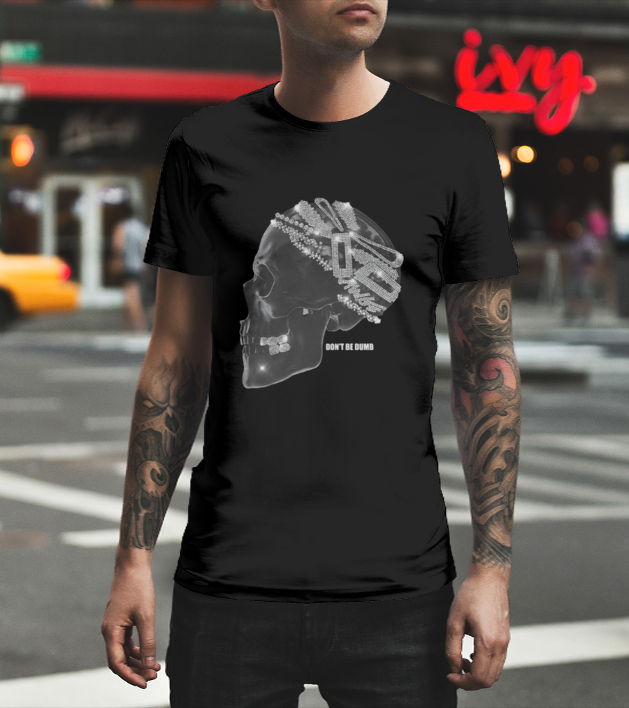A$AP Rocky American Sabotage Don't Be Dumb Skull With Diamond Accents T-Shirt