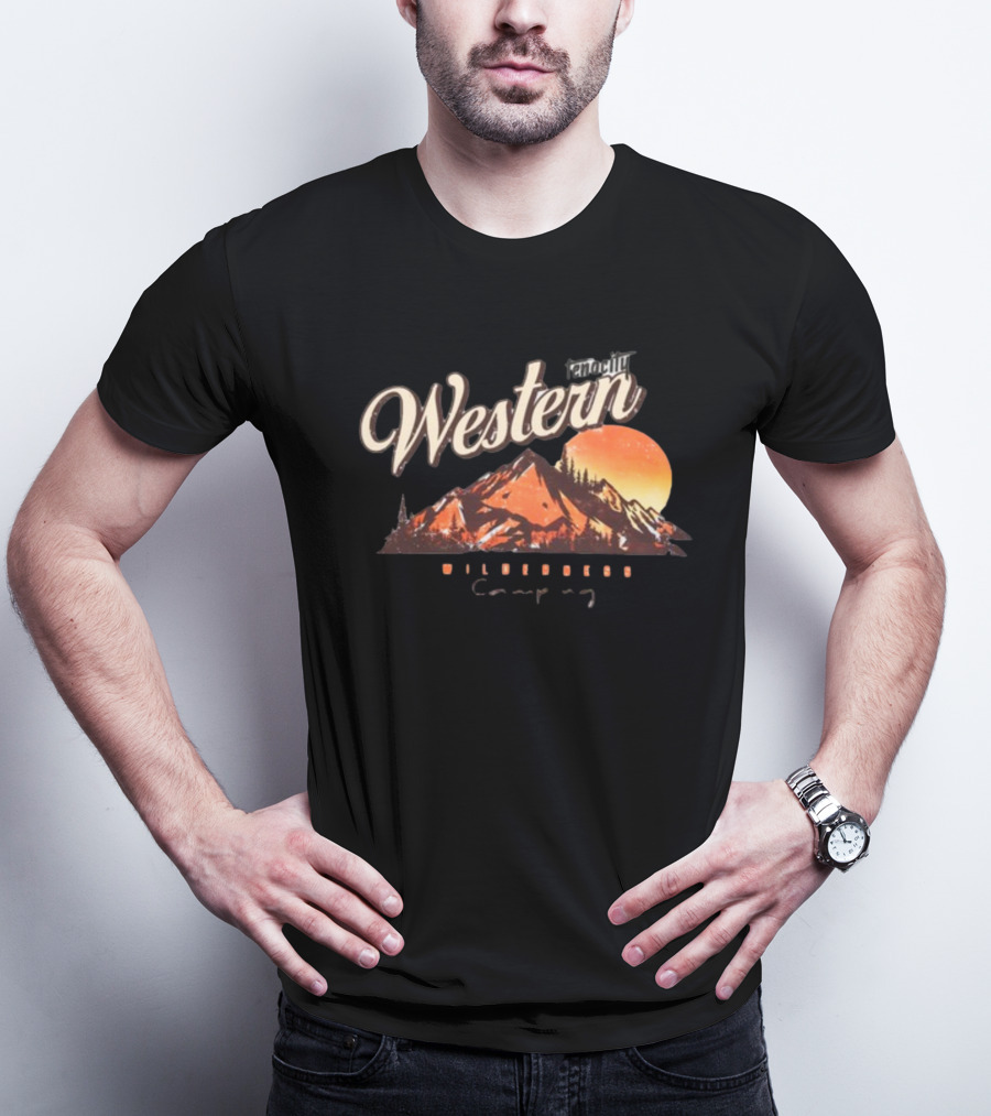 Western Wilderness Camping Sunset Mountain Scene T-Shirt