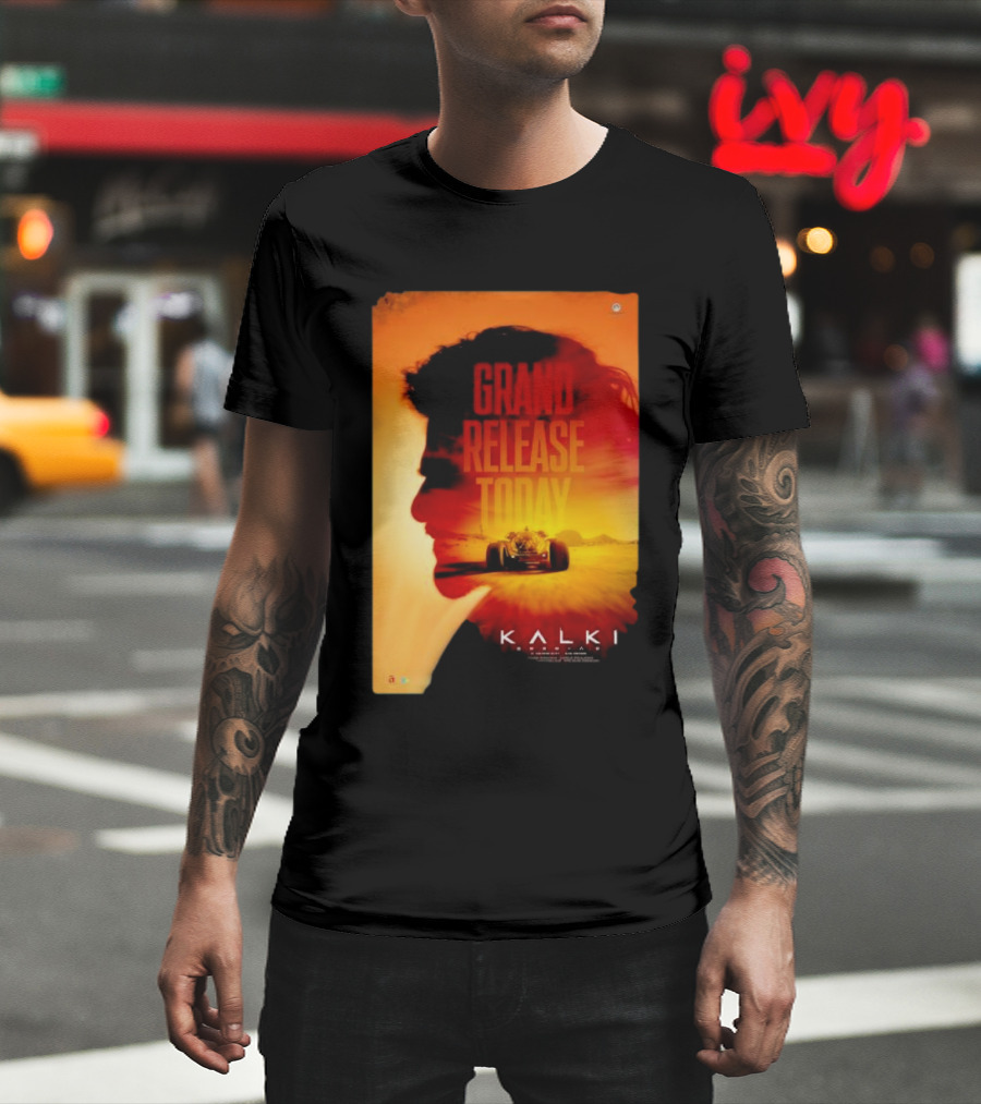 Grand Release Today Kalki Silhouette And Racing Car T-Shirt