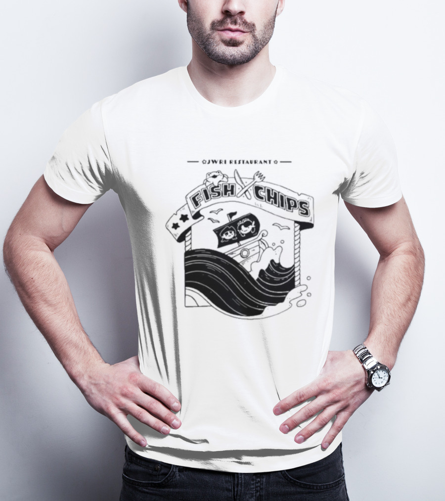 Jwri Restaurant Fish Chips Boat Adventure Waves T-Shirt