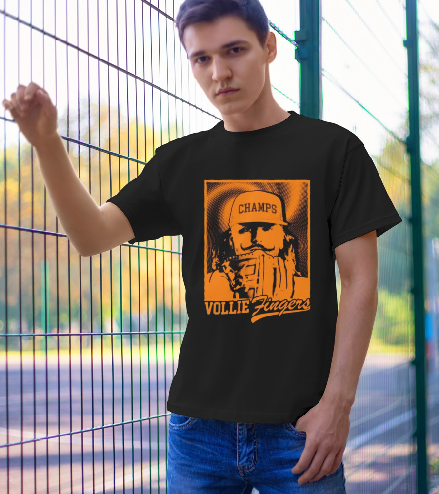 Vollie Fingers Champs Baseball Icon With Glove And Hat T-Shirt
