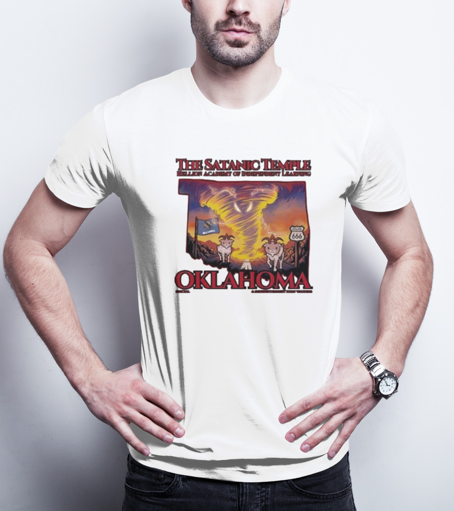 The Satanic Temple Campaign Oklahoma Route 666 Tornado Goats T-Shirt