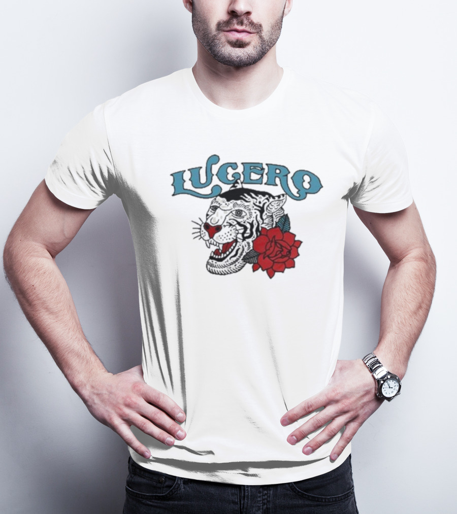 Lucero Panther With Red Rose Tattoo T-Shirt