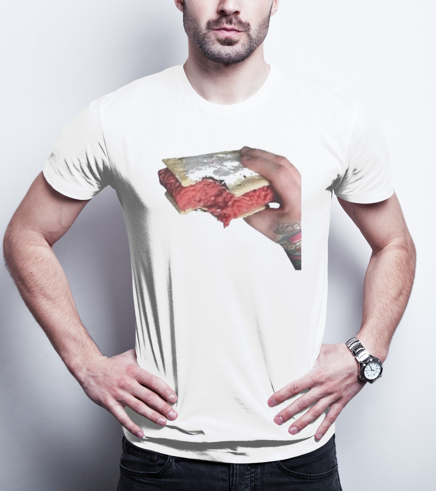 Man Holding Uncooked Meat Sandwich With Tattoos T-Shirt