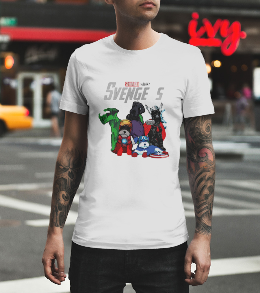 Marvel Avengers Schnauzer Svengers Dogs Superheroes T-Shirt