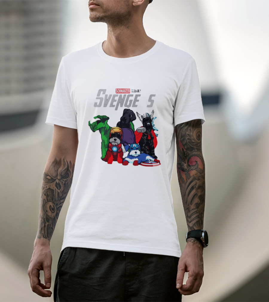 Marvel Avengers Schnauzer Svengers Dogs Superheroes T-Shirt