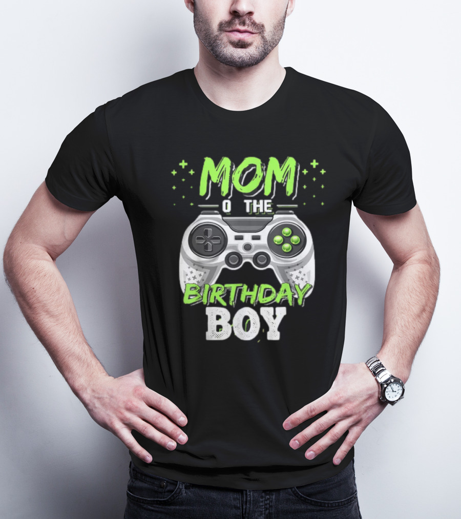 Mom Of The Birthday Boy Video Gamer Party Controller Matching T-Shirt