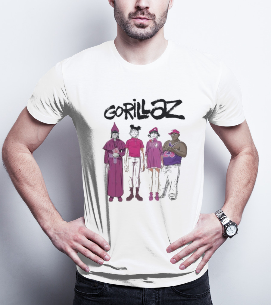 Gorillaz Cracker Island Group Art Standing Characters T-Shirt