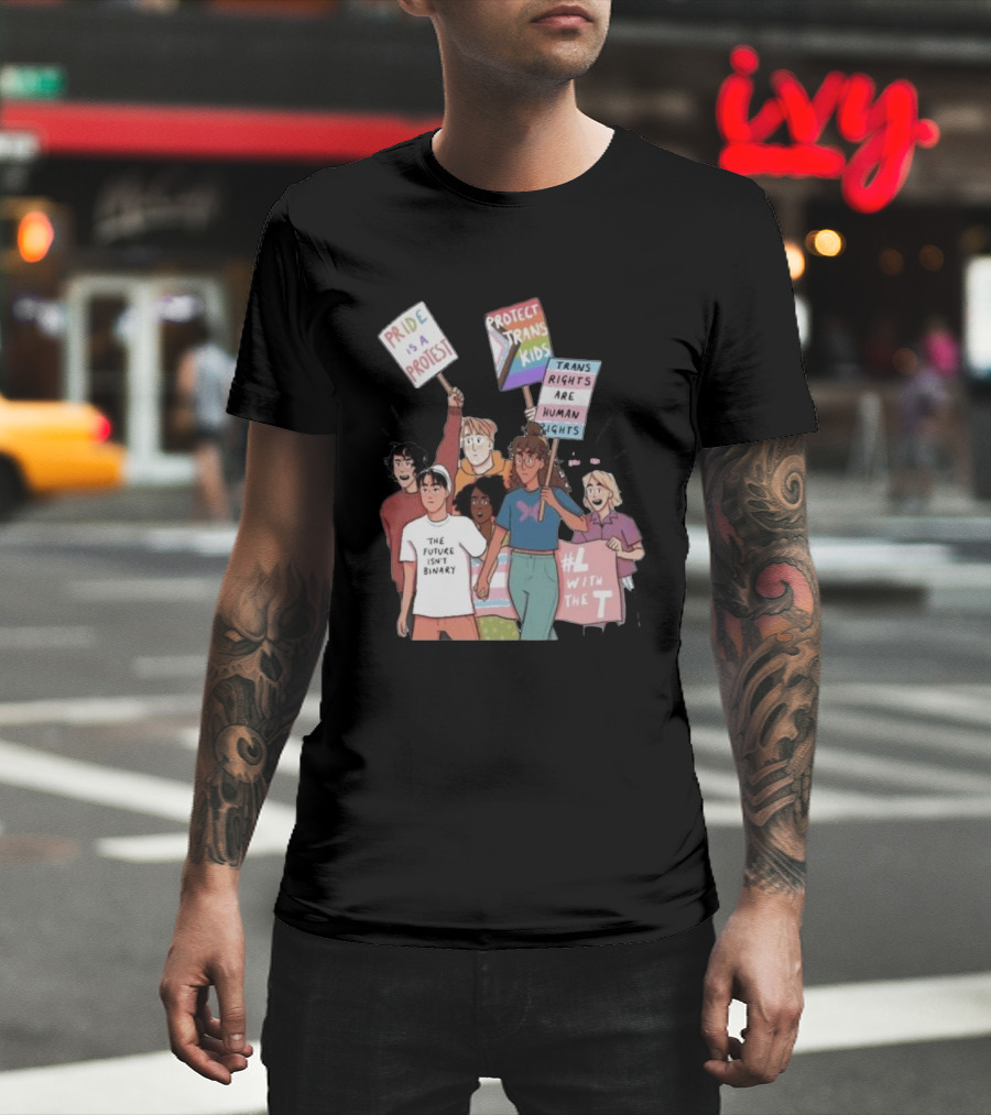 Heartstopper Pride Protest The Future Isn't Binary Protect Trans Kids Rights T-Shirt