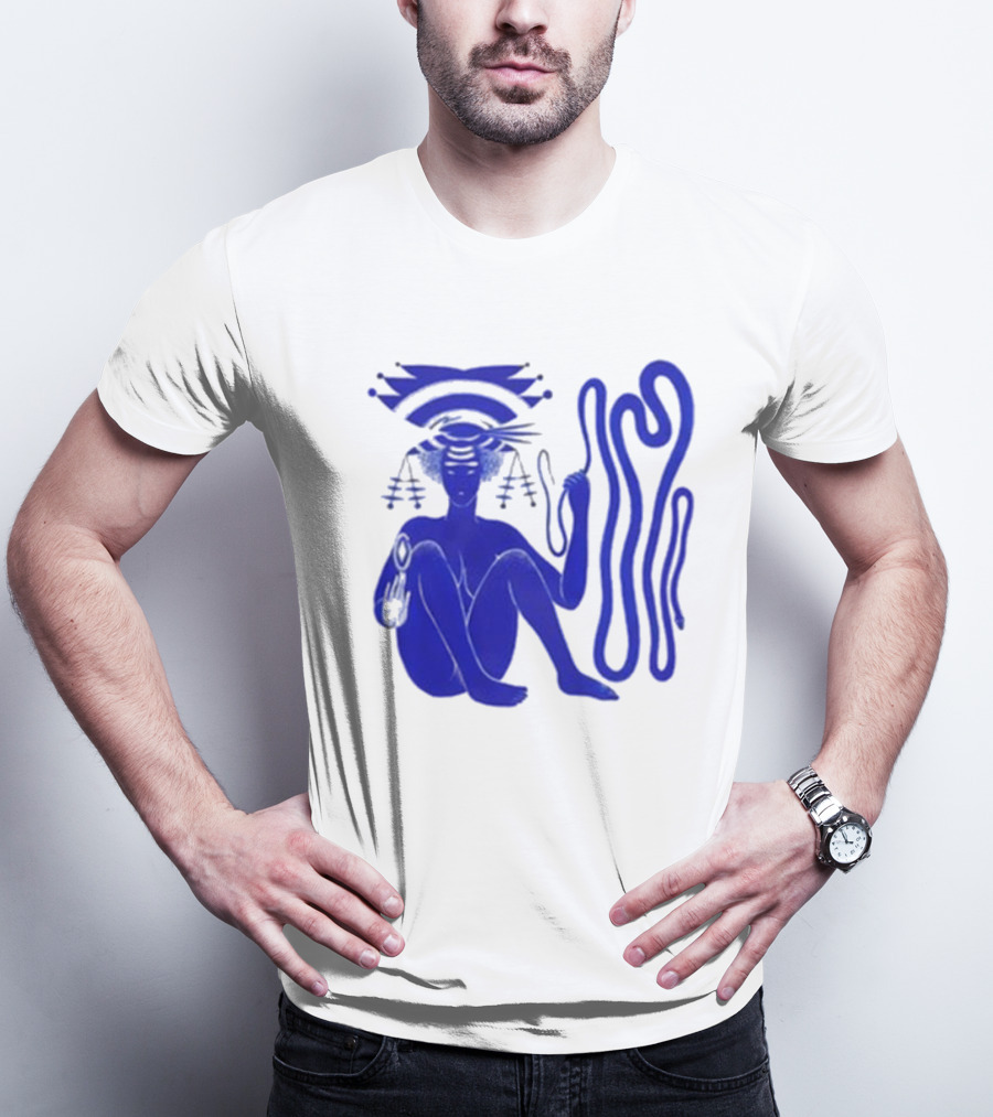 Hiatus Kaiyote Love Heart Cheat Code Abstract Blue Figure With Spiral Elements T-Shirt