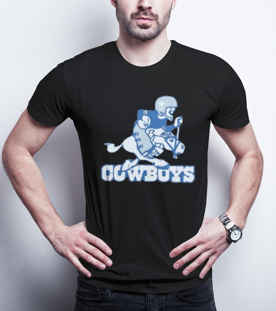 Dallas Cowboys Vintage Cowboy Riding Football Horse Logo 1966 T-Shirt