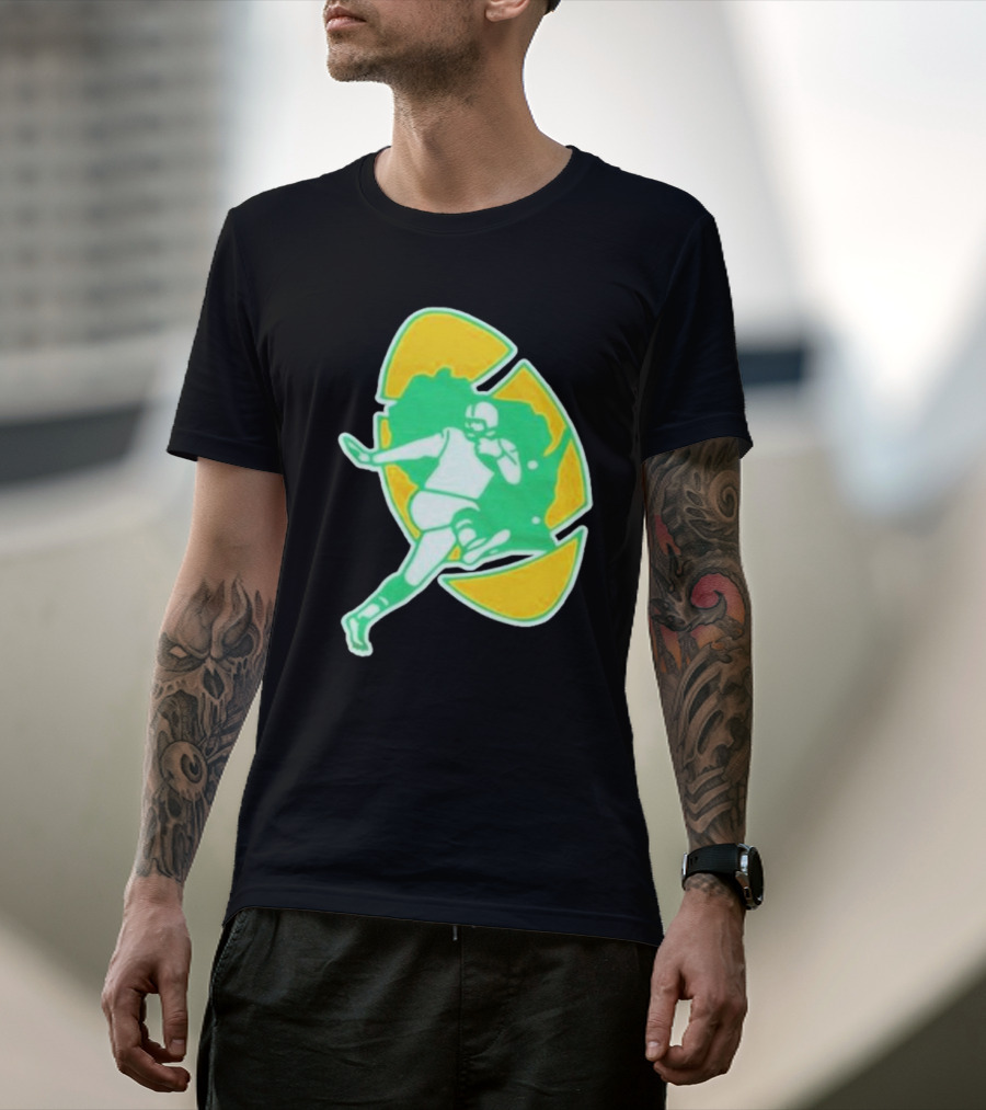 Green Bay Packers Alt Logo 1956 Retro Football Player Emblem T-Shirt