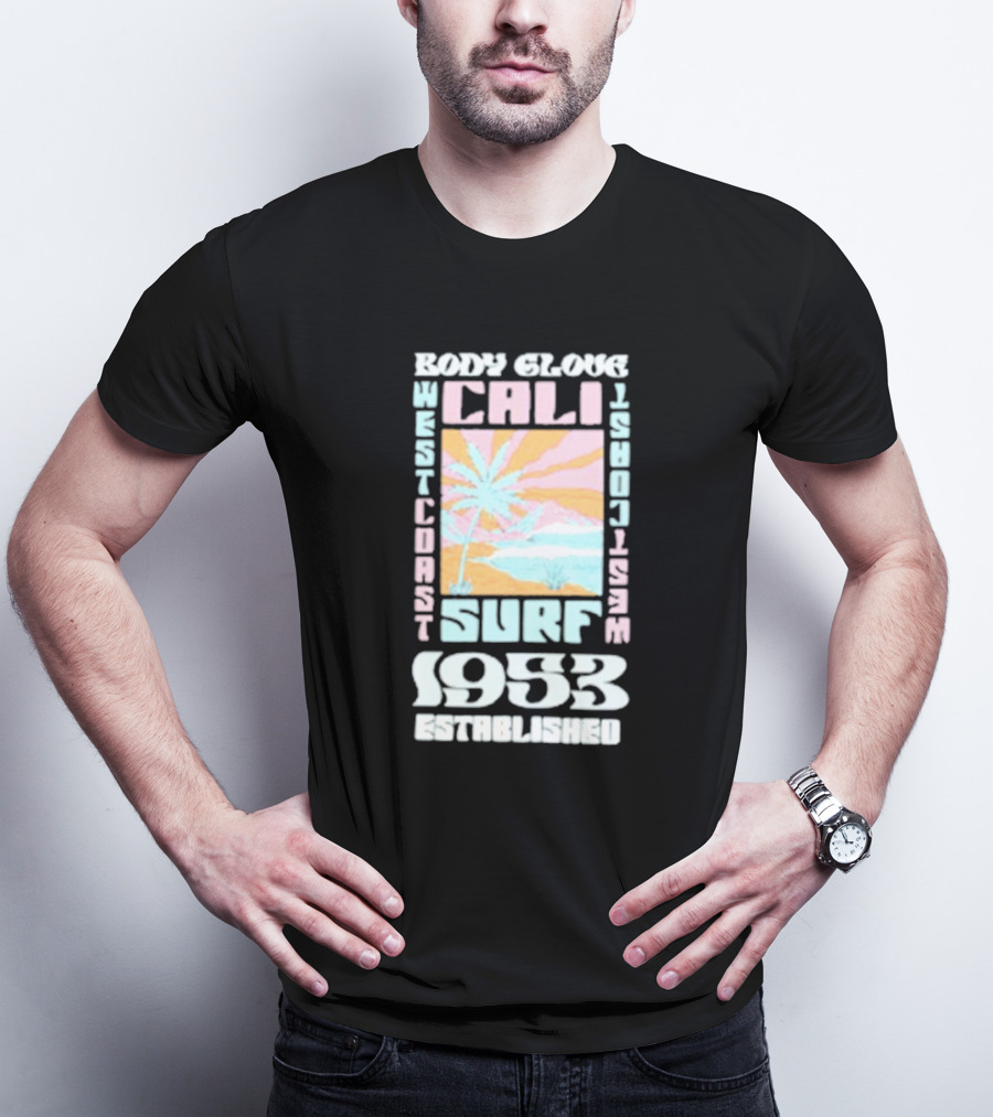 Body Glove Cali Surf 1953 Established West Coast Retro Palm Tree Ocean Waves T-Shirt