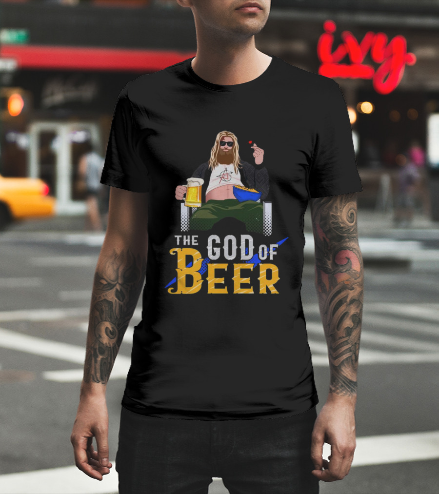 The God Of Beer Fat Thor With Sunglasses And Beer Mug T-Shirt