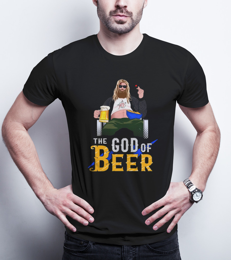 The God Of Beer Fat Thor With Sunglasses And Beer Mug T-Shirt