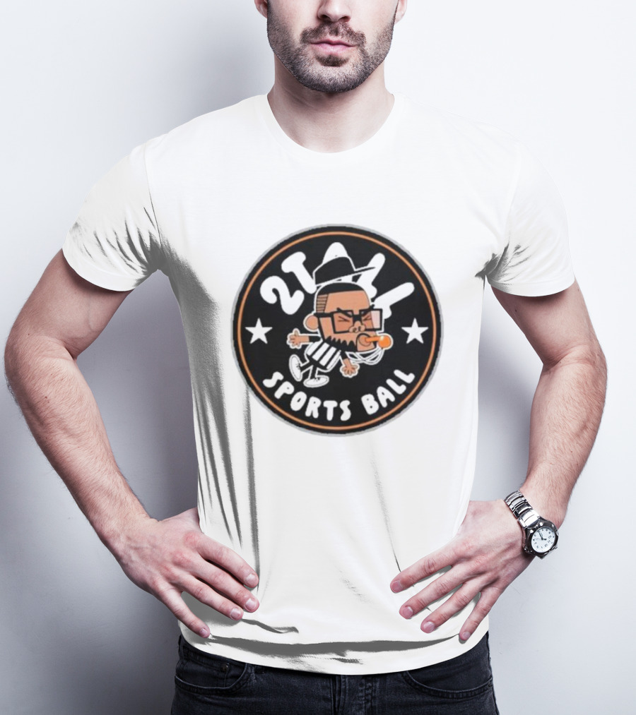 2Tall Sports Ball Referee Cartoon With Whistle And Stars T-Shirt