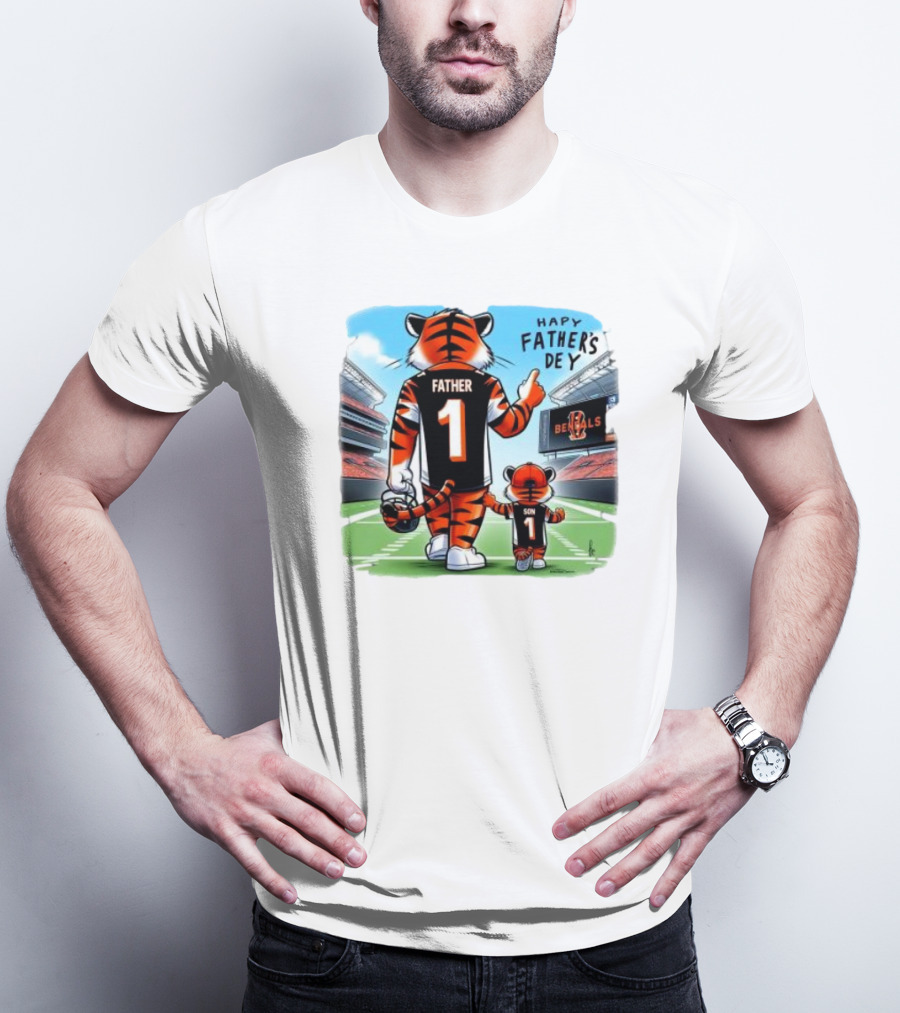 Cincinnati Bengals Mascot Father Son Happy Father’s Day T-Shirt
