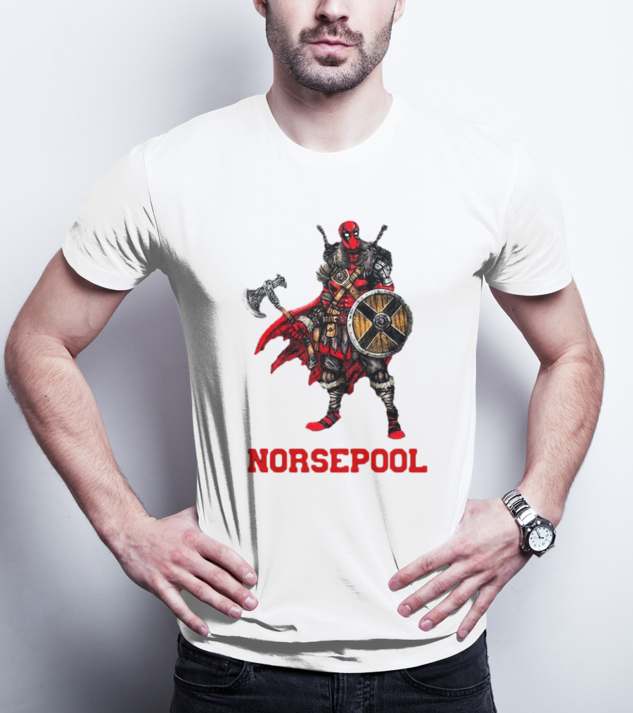Deadpool Norsepool Viking Warrior With Axe And Shield T-Shirt