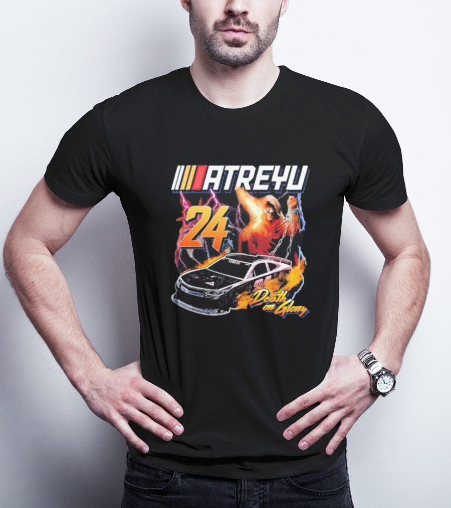 ATREYU 24 Death Or Glory Racing Theme With Flaming Car And Lightning Chains T-Shirt