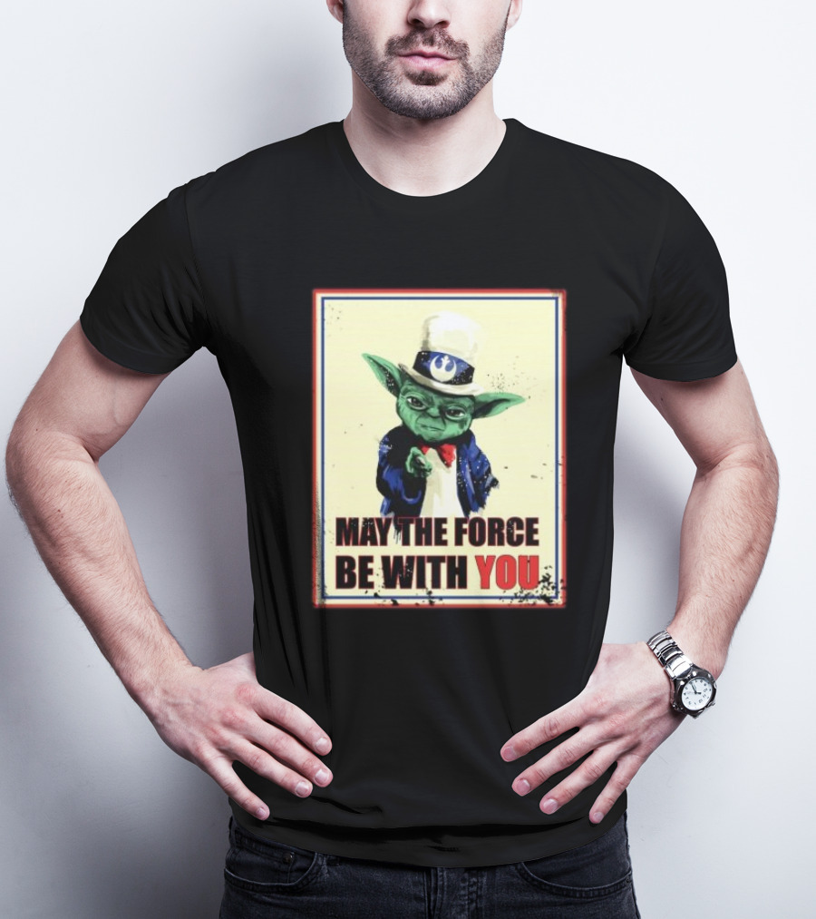 Baby Yoda May The Force Be With You Uncle Sam T-Shirt