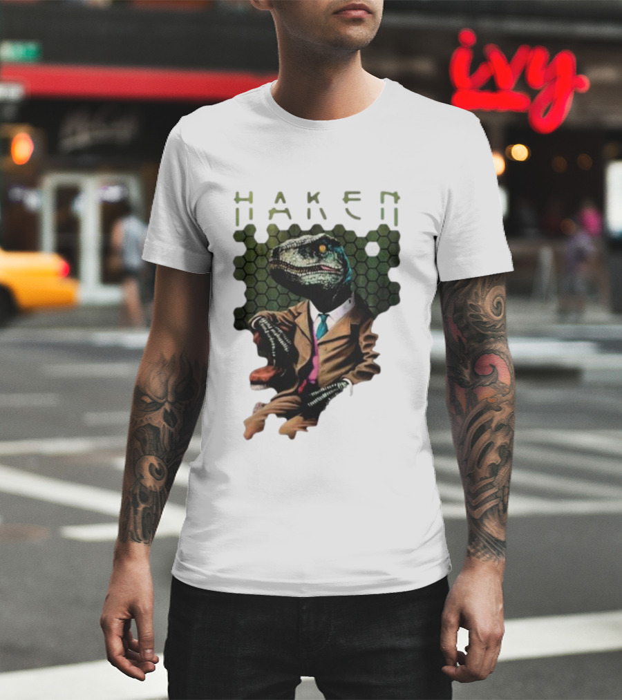 Haken Raptor Sophisticated Dinosaur In Suit T-Shirt