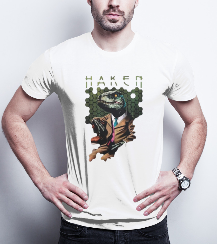 Haken Raptor Sophisticated Dinosaur In Suit T-Shirt