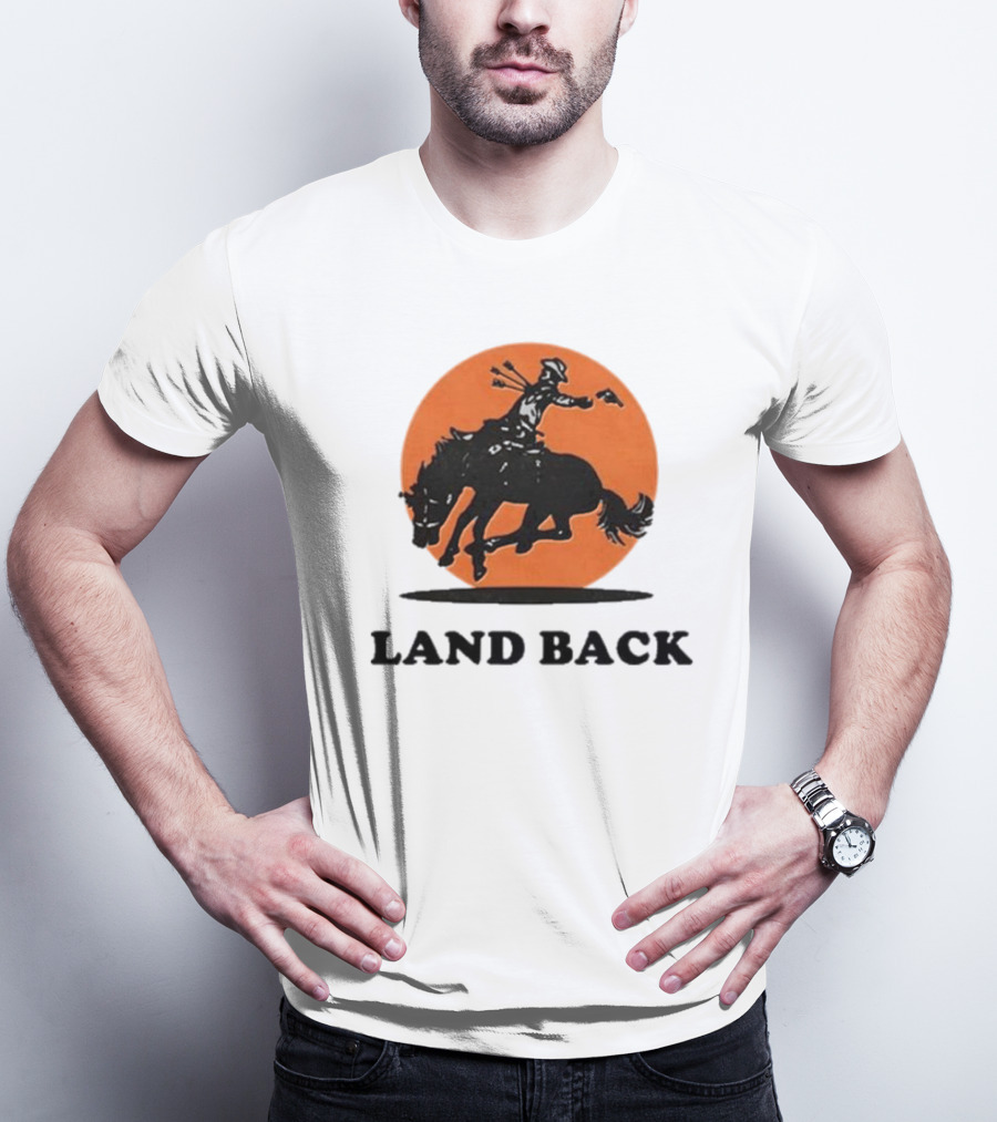 Krime Land Back Cowboy Silhouette With Orange Circle T-Shirt