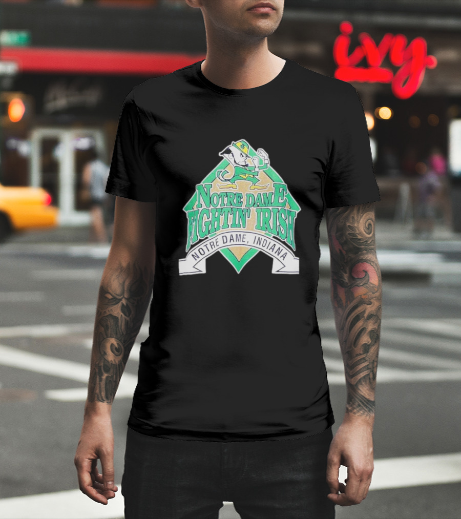 Notre Dame Fightin Irish Notre Dame Indiana Logo With Leprechaun T-Shirt