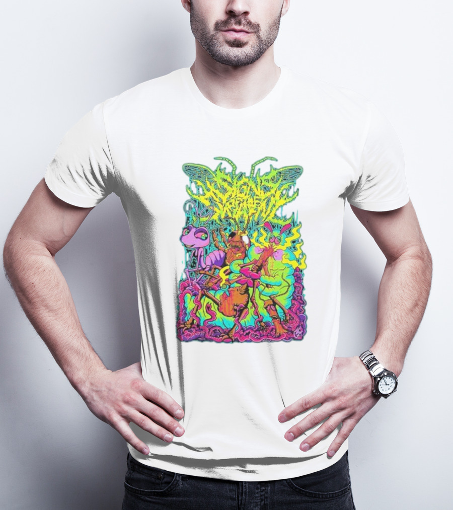 Signs Of The Swarm A Swarm’s Life Neon Psychedelic Insect Adventure T-Shirt