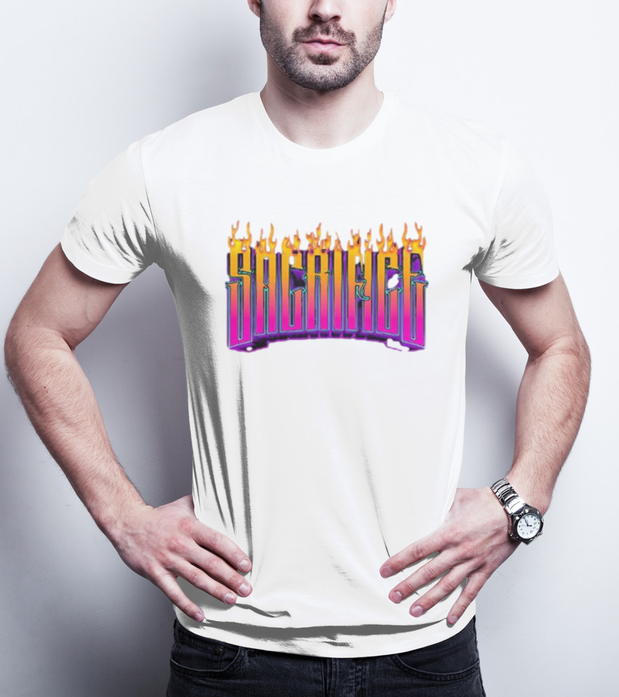 Sacrifice Hades Sunset Flame Text T-Shirt