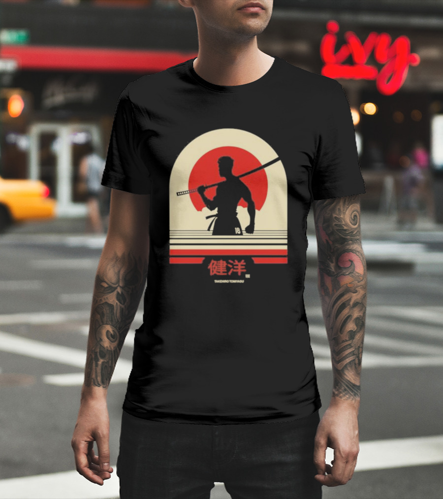 TAKEHIRO TOMIYASU 18 Retro Japanese Samurai T-Shirt