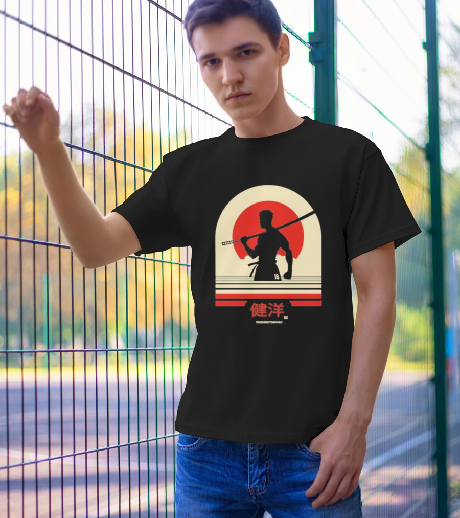 TAKEHIRO TOMIYASU 18 Retro Japanese Samurai T-Shirt