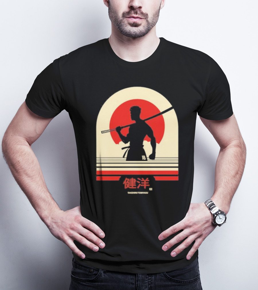 TAKEHIRO TOMIYASU 18 Retro Japanese Samurai T-Shirt