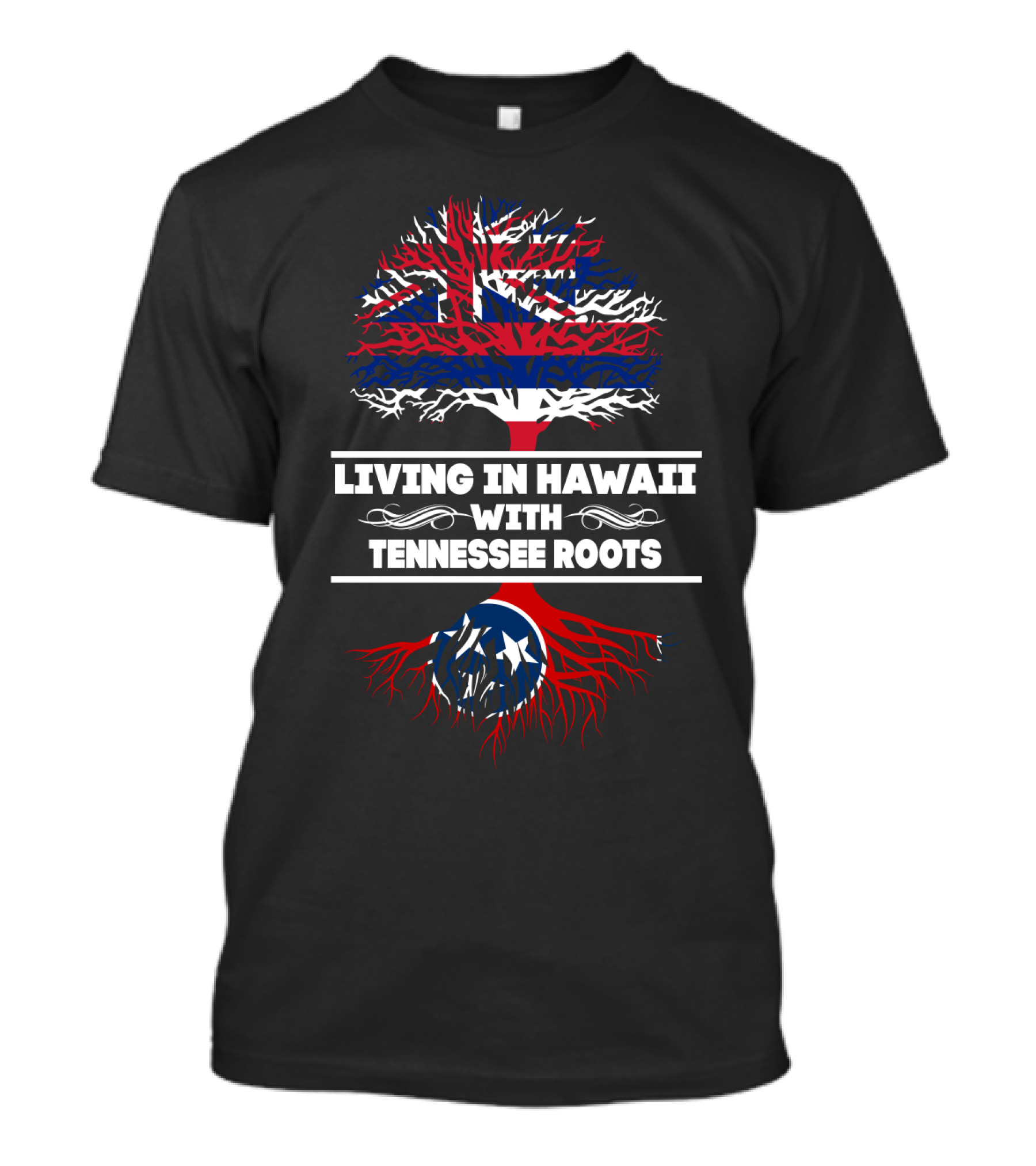 Hawaii Living With Tennessee Roots Flag Tree T-Shirt