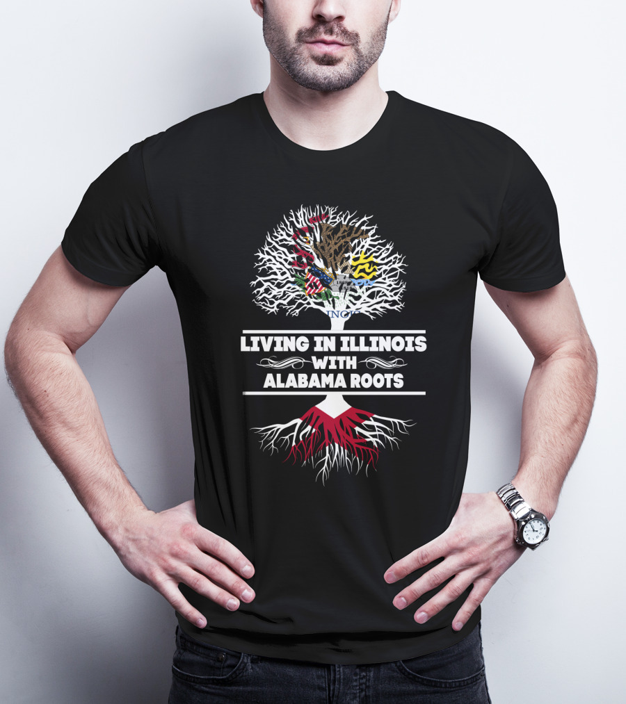 Illinois And Alabama Heritage Tree Design With State Seal Symbolism T-Shirt