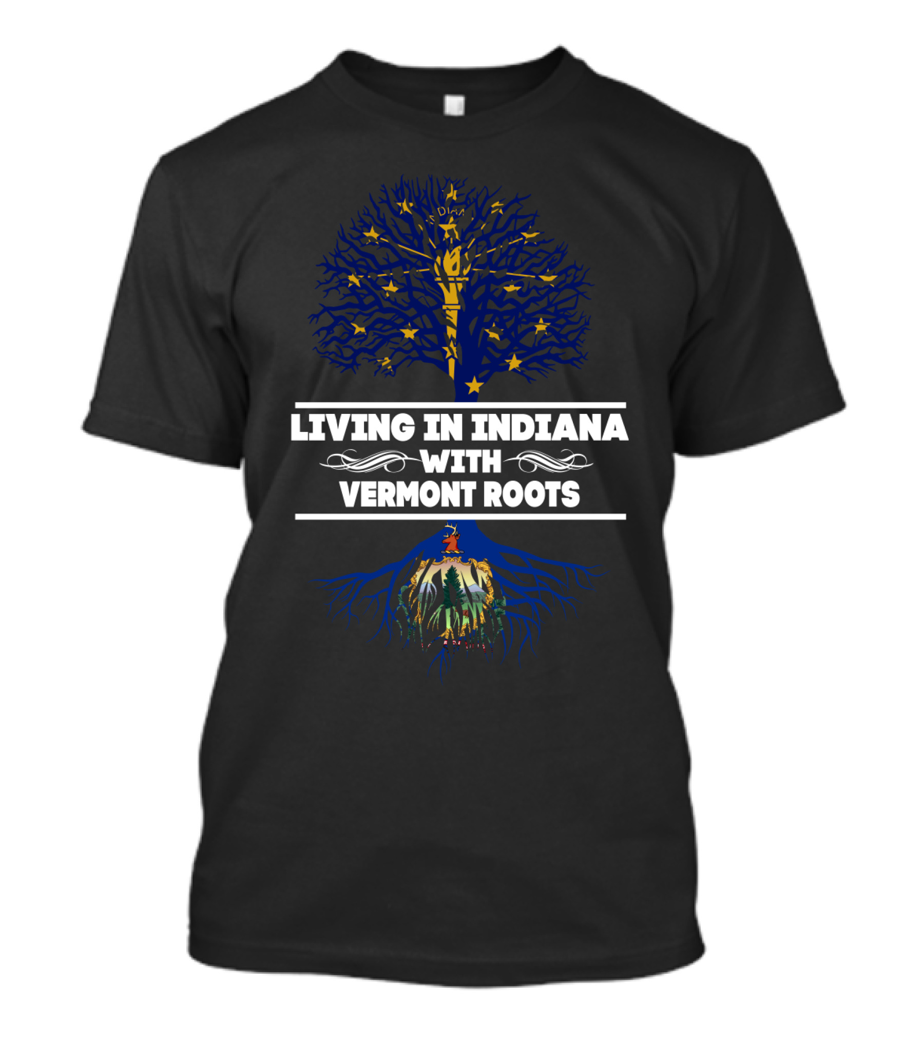 Indiana Pride With Deep Vermont Heritage Dual State Roots T-Shirt