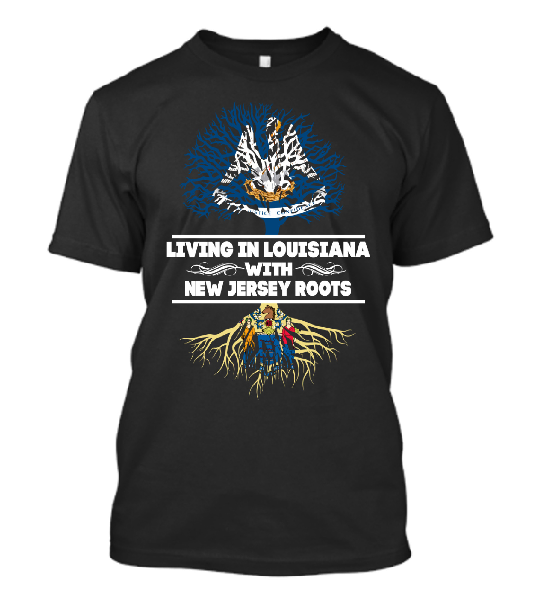 Louisiana Living With New Jersey Roots: Embracing Heritage With State Symbols T-Shirt