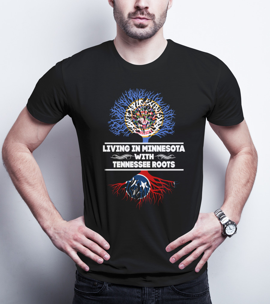 Minnesota Living Tennessee Roots Tree Design With State Symbols T-Shirt