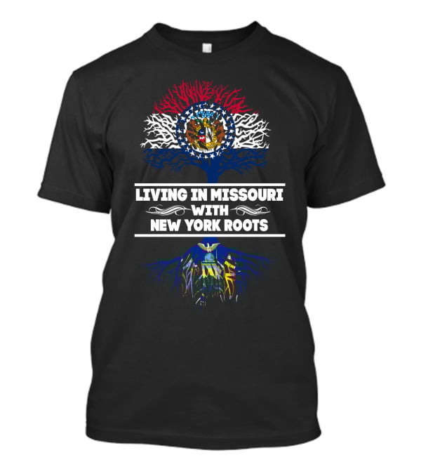 Missouri Pride With New York Roots Featuring State Flags And Symbolic Tree T-Shirt